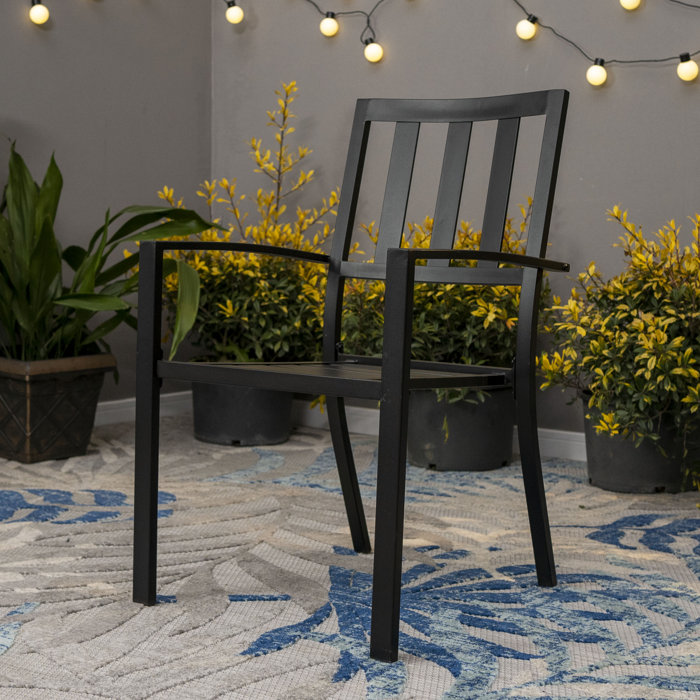 Lark Manor Alyah Metal Outdoor Stackable Dining Armchair & Reviews ...