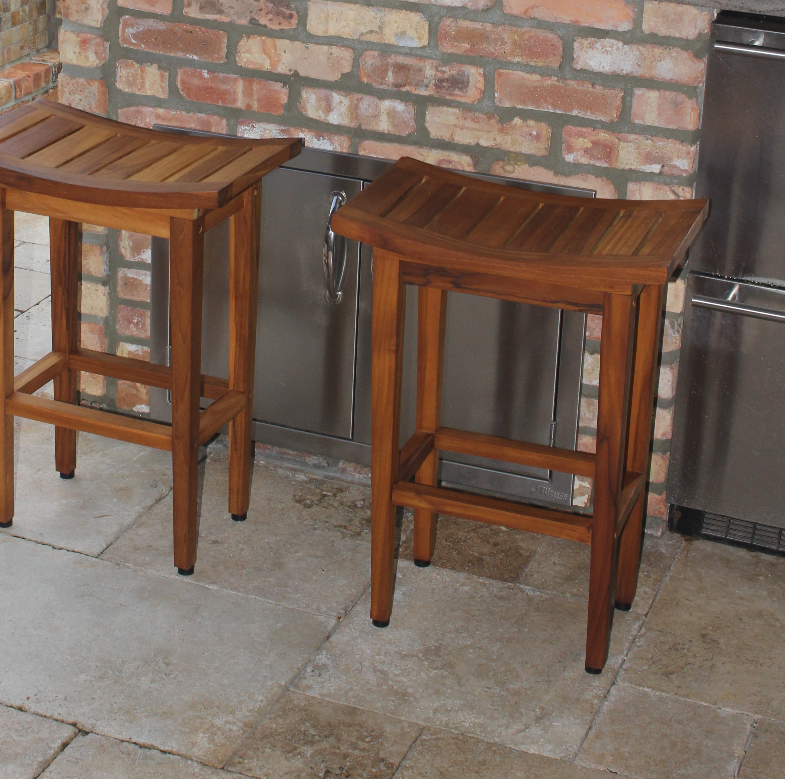 Aqua Teak Maluku Wood Outdoor Stool & Reviews - Wayfair Canada