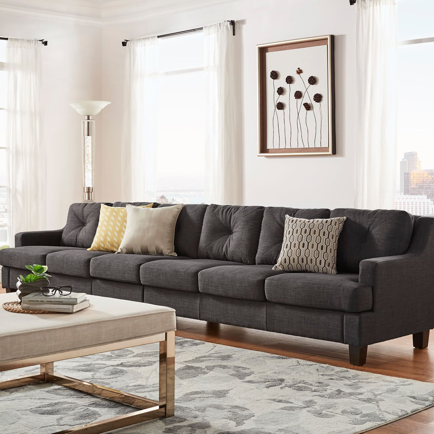 Brayden Studio® Alechandre 6 Seat Extra Long Sofa | Wayfair