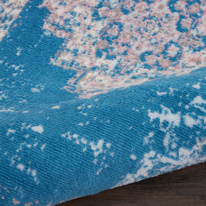 Bungalow Rose Burnie Oriental Blue/Ivory Area Rug & Reviews | Wayfair