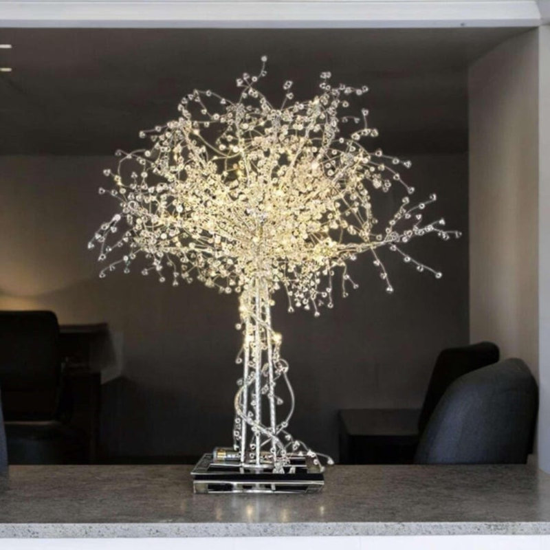 FashionSecretsLLC 2 Silver & Clear Crystal LED Lights Pearls Tree ...