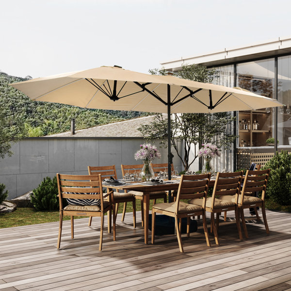 Arlmont & Co. Nyele 180'' x 108'' Rectangular Lighted Market Umbrella ...