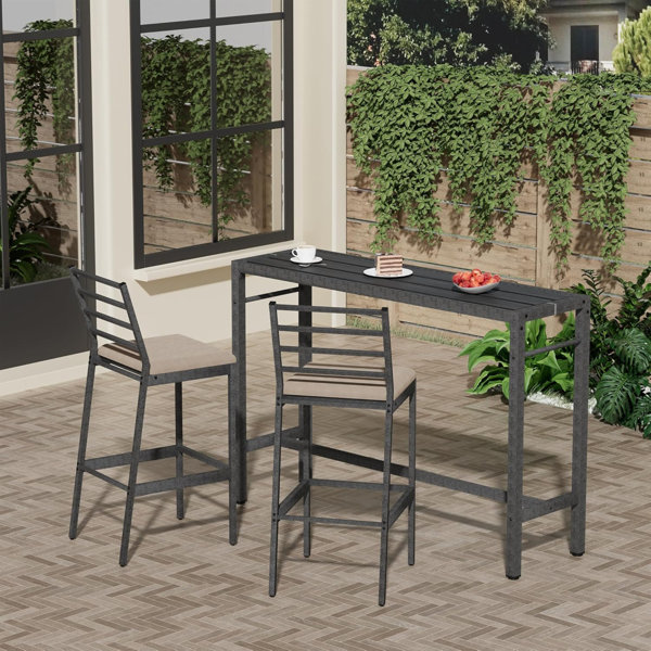 Latitude Run® Rectangular Pub Height High Top Bar Table With 2 ...