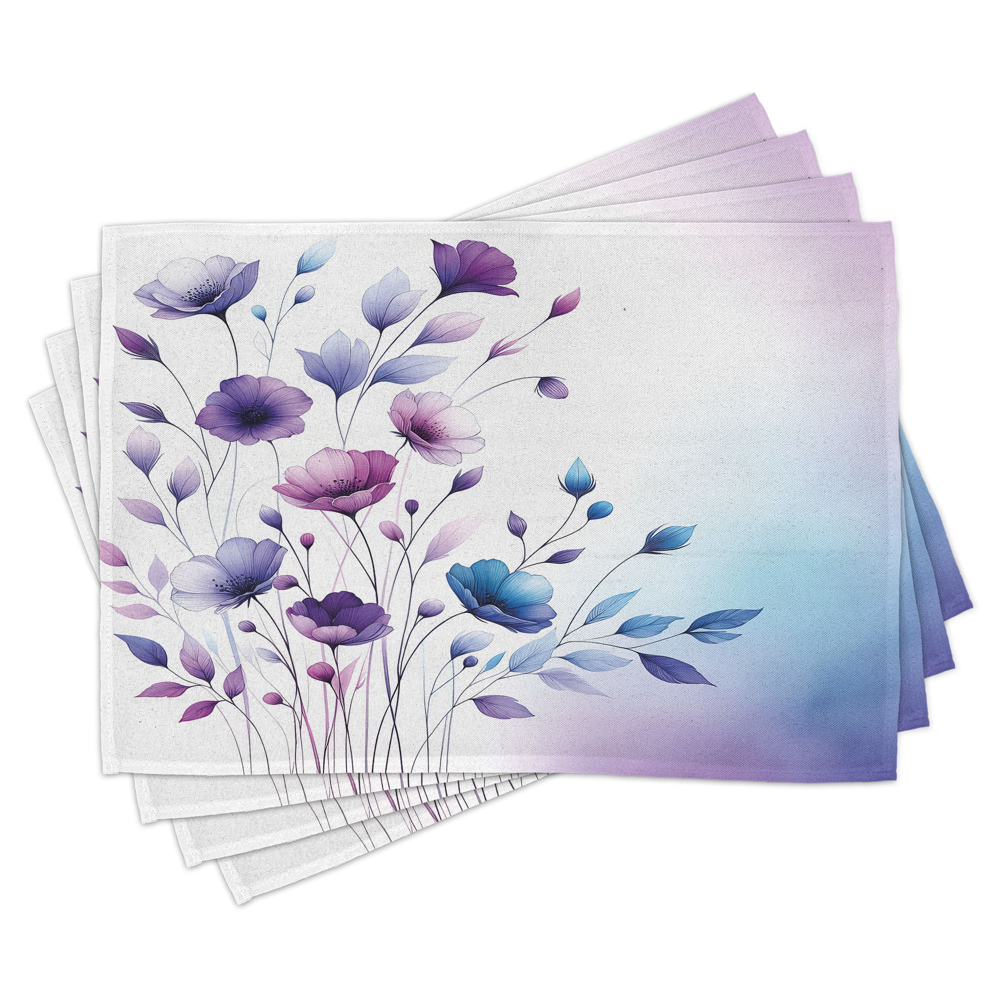 Ambesonne Purple Place Mats Set of 4 Wild Pansy Flowers Art Print ...