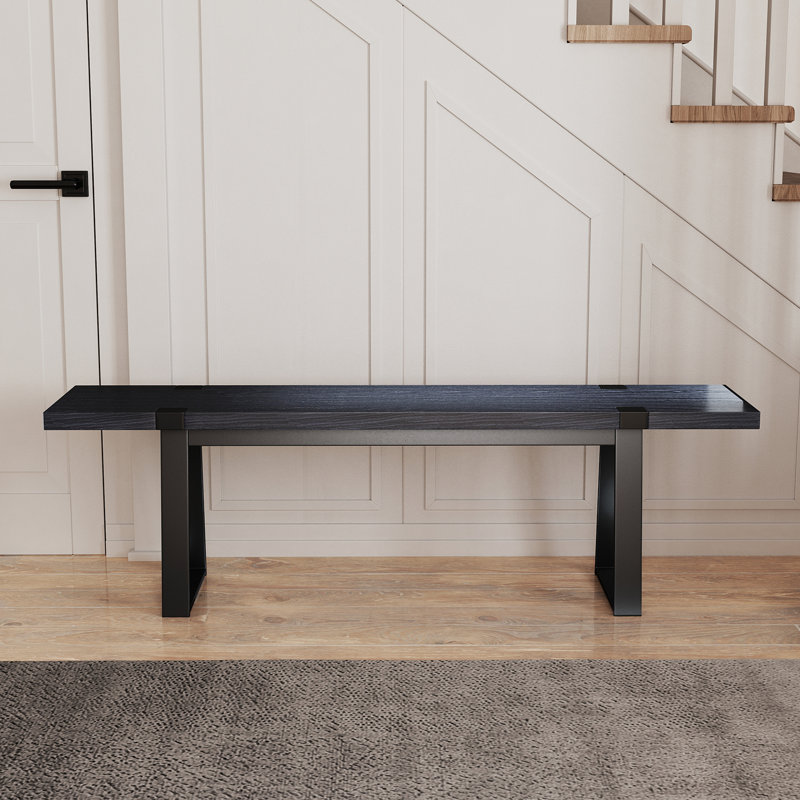 Ebern Designs Leira Modern Wood Bench 60” Industrial Table Benches with ...