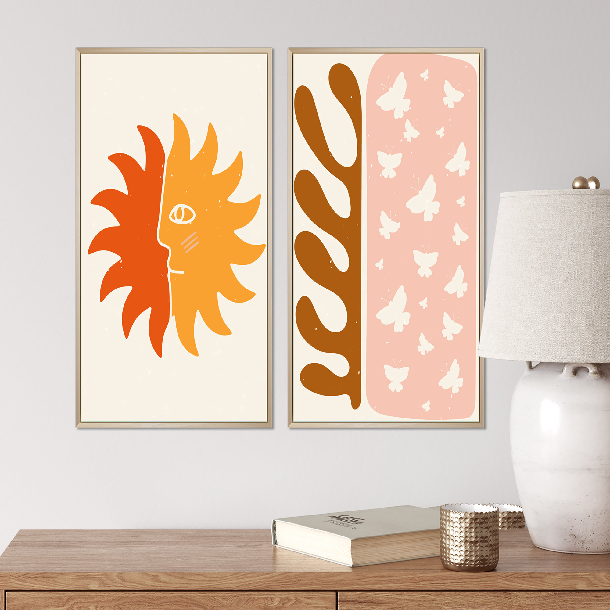 Dakota Fields Abstract Primitive Shapes in Retro Colors III - 2 Piece ...