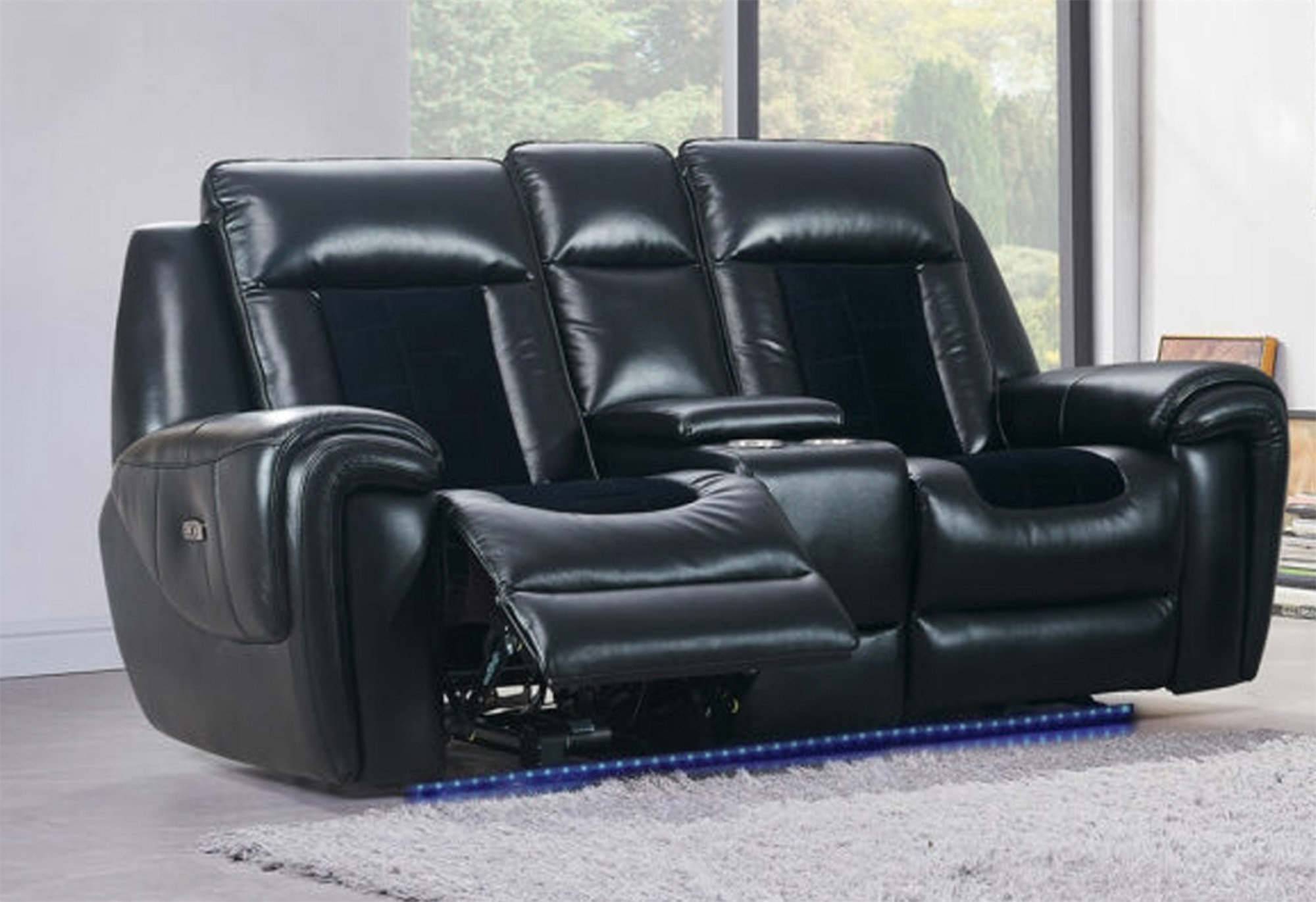 Sybertruck CLARK BLANCHE BLACK/VELVET POWER CONSOLE RECLINING LS WITH ...