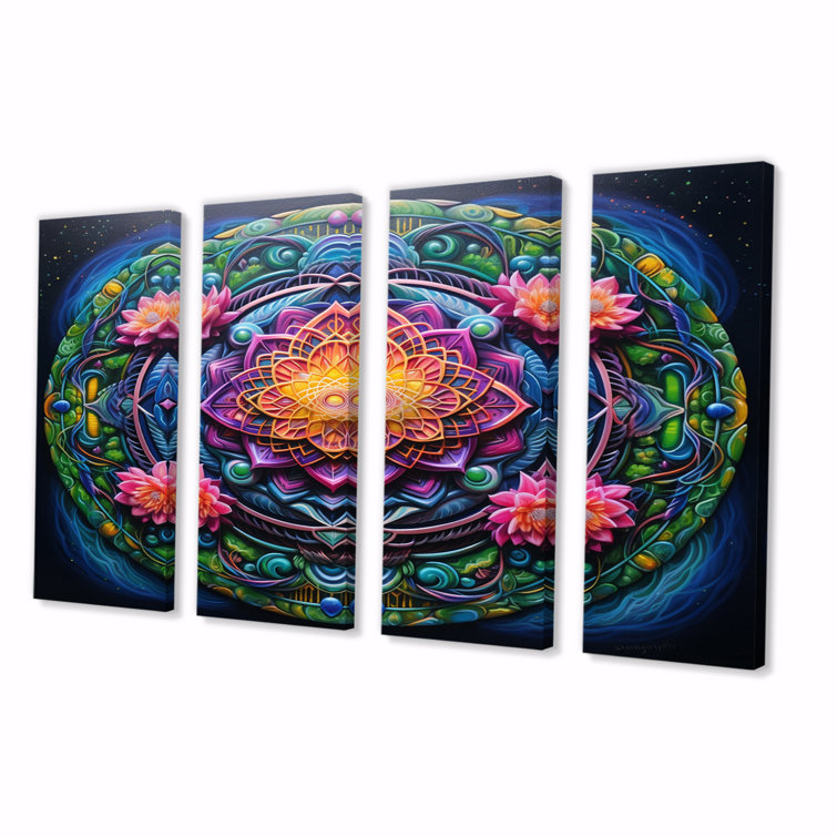Dakota Fields Ancient Colourful Magical Mandala IV On Canvas 4 Pieces ...