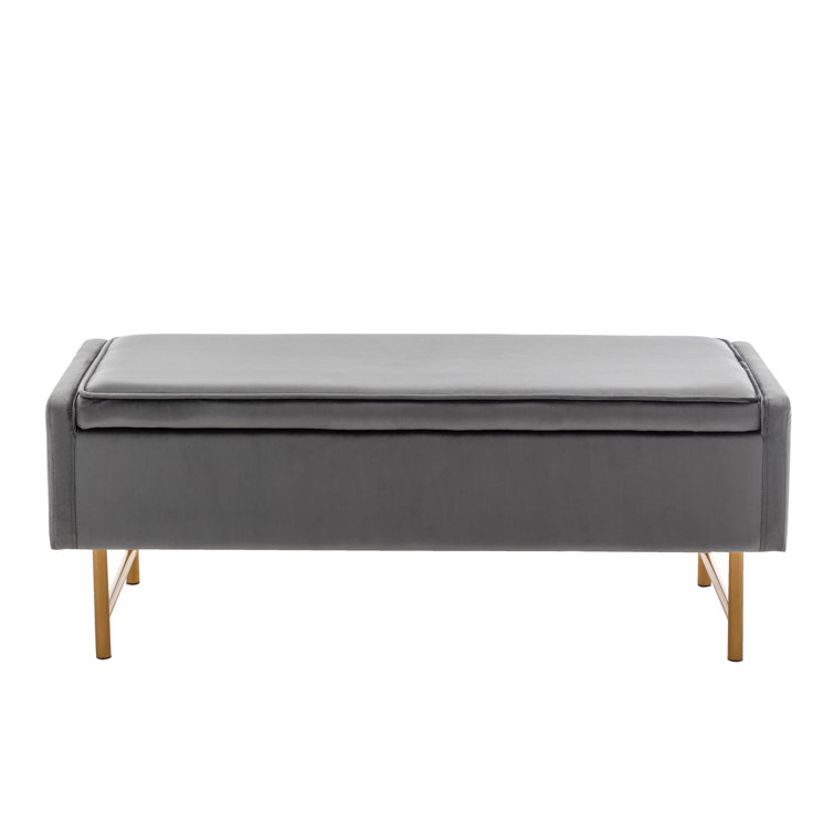 Mercer41 Helge Velvet Storage Bench with Gold Metal Legs | Wayfair