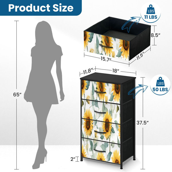 Latitude Run® Dresser for Bedroom Dresser for Closet Watercolor ...