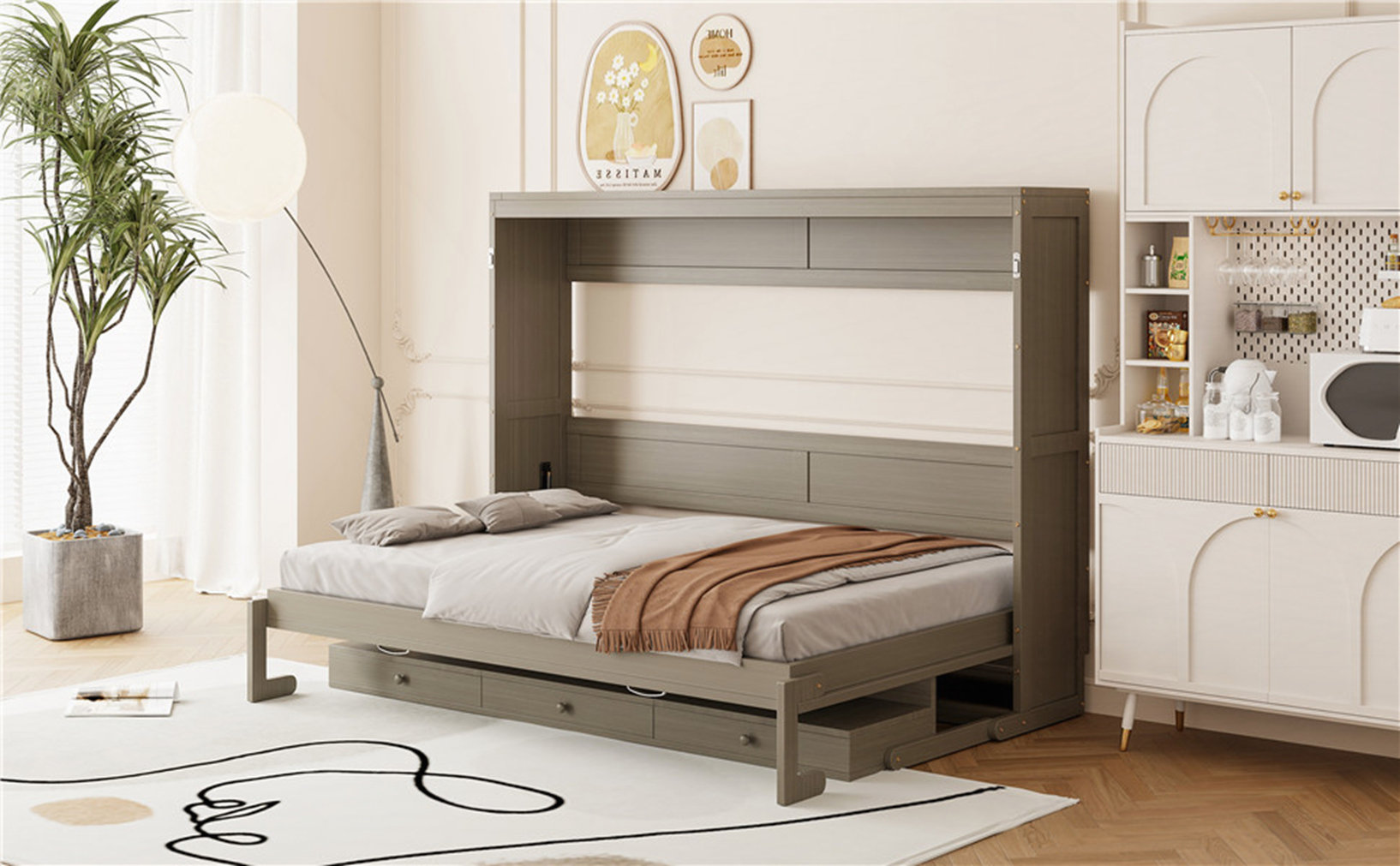 Red Barrel Studio Queen Size Wall Murphy Bed With Storage - Wayfair Canada