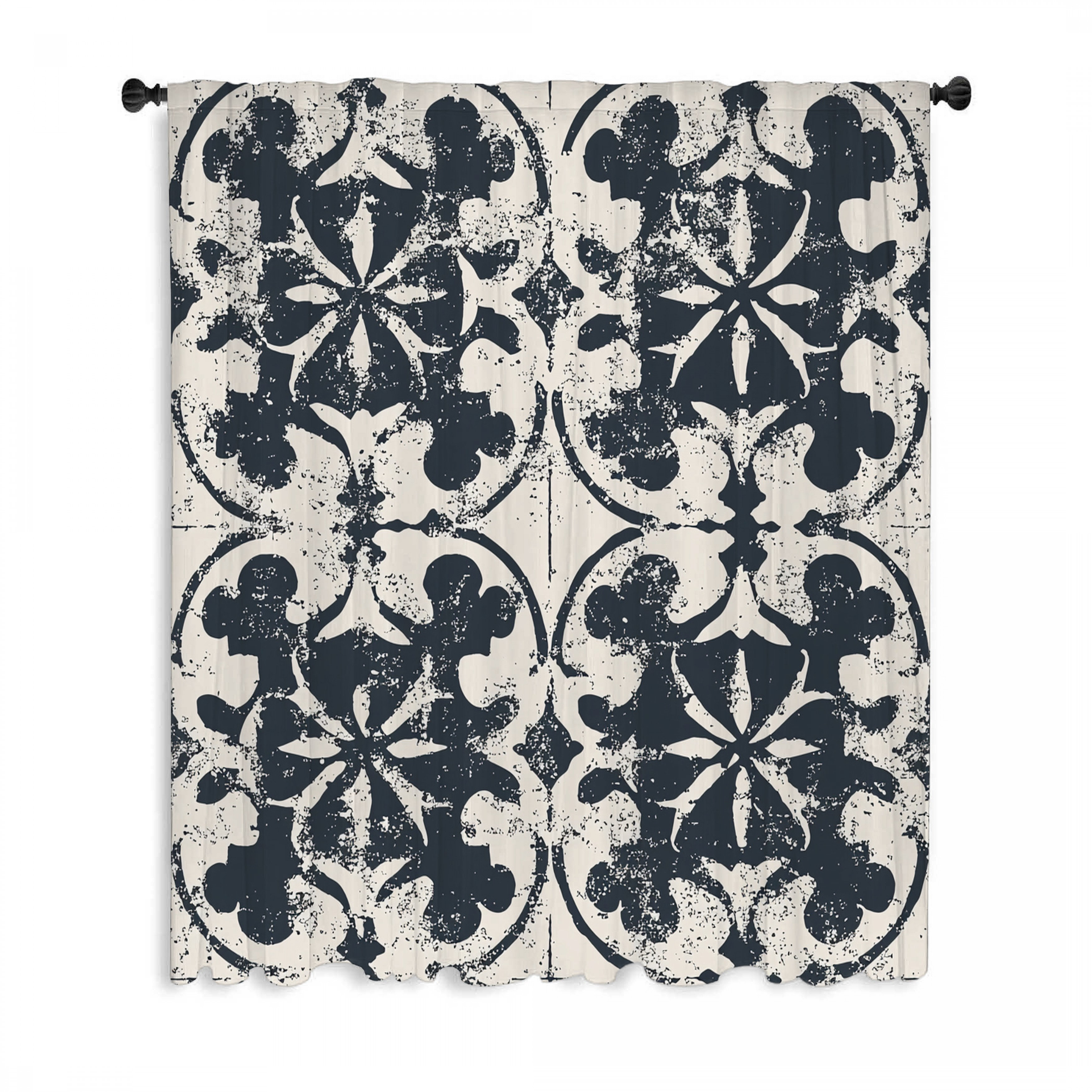 Hokku Designs Tile Design Window Curtains, Abstract Blockout & Sheer ...