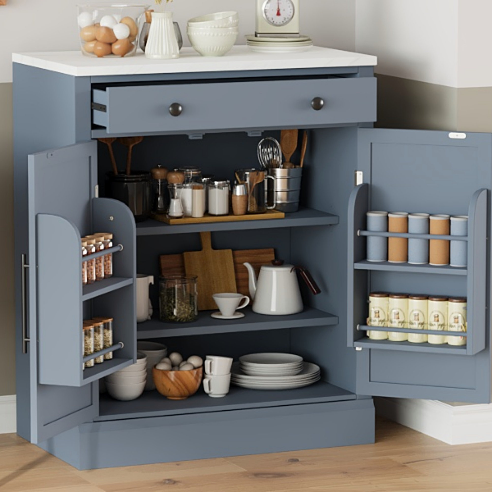 Latitude Run® Modern Freestanding Kitchen Pantry,Buffet Food Storage ...