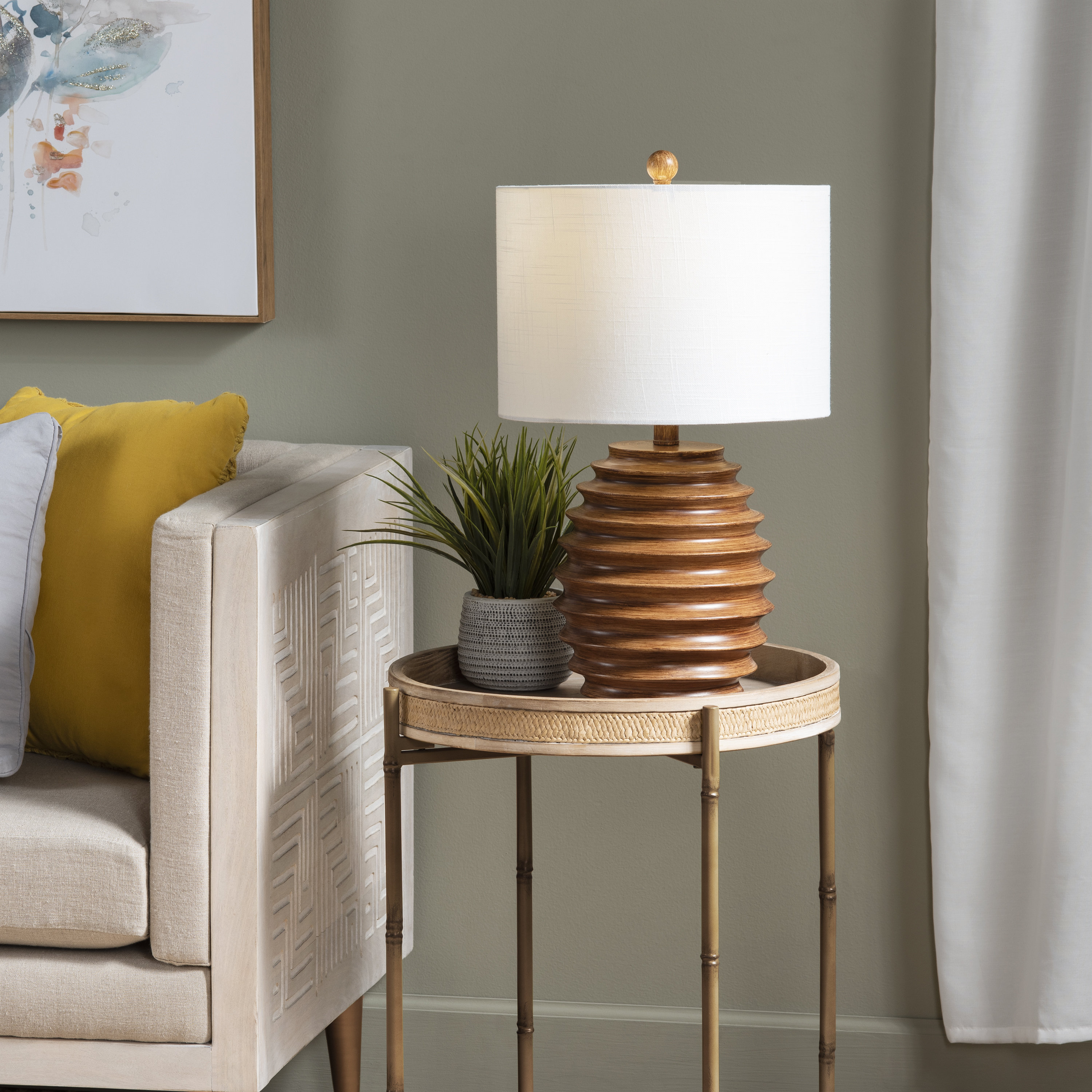 Crestview Collection Melmore 24" Resin Honeycomb Table Lamp with Linen ...