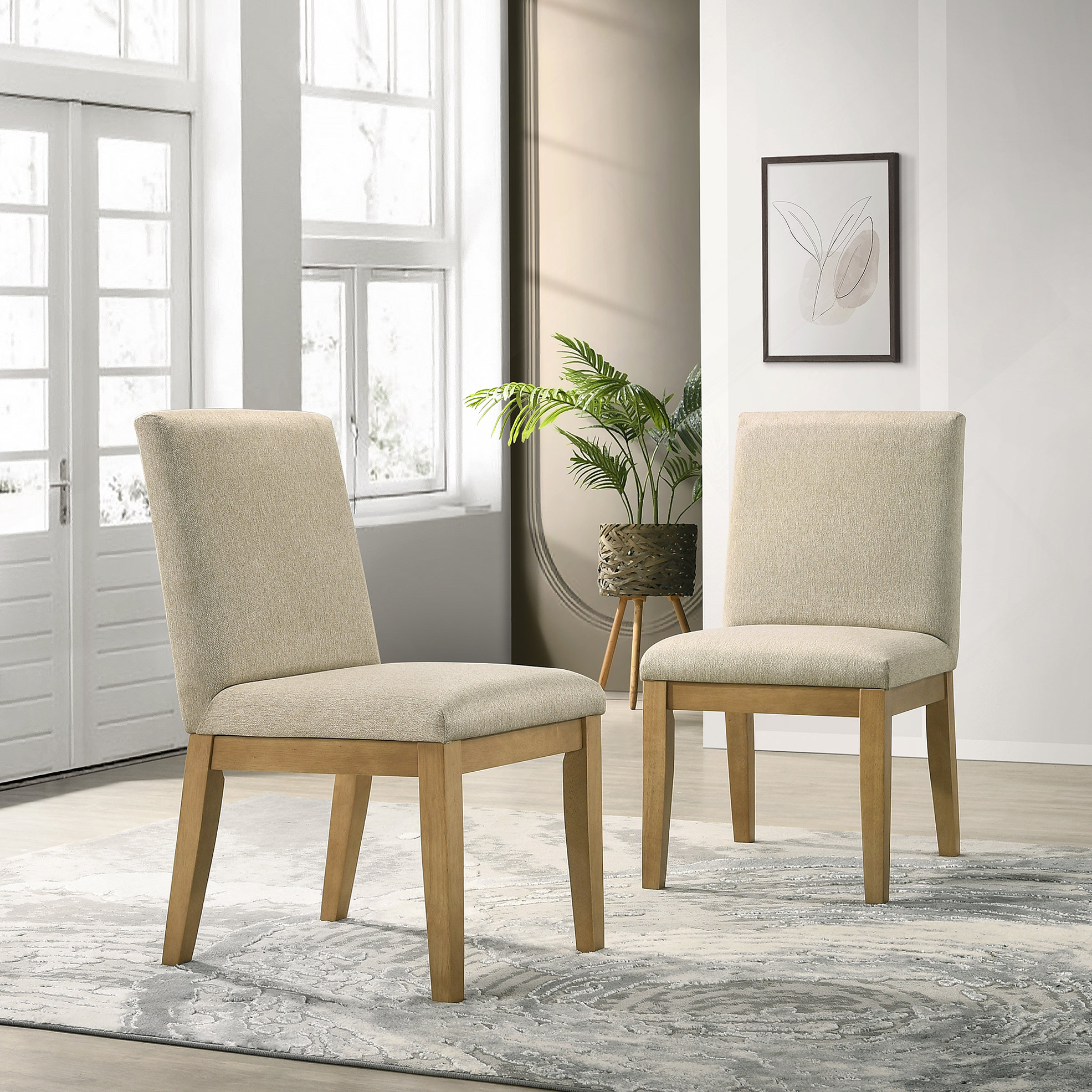Latitude Run® Rocco Contemporary Solid Wood Dining Chairs, Set of 2 ...