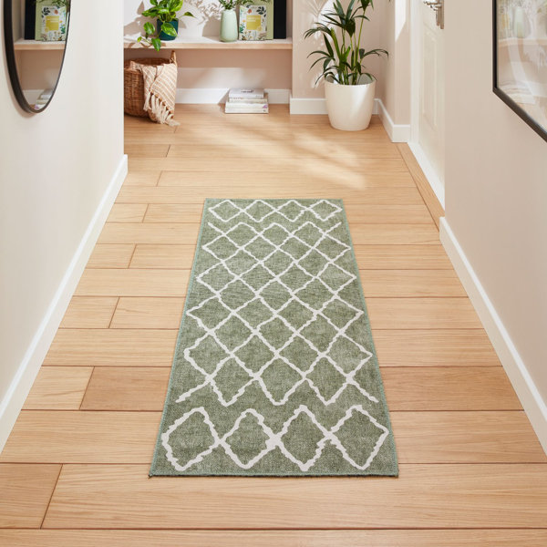Lark Manor Vincenzo Geometric Flat Weave Green Area Rug | Wayfair.co.uk