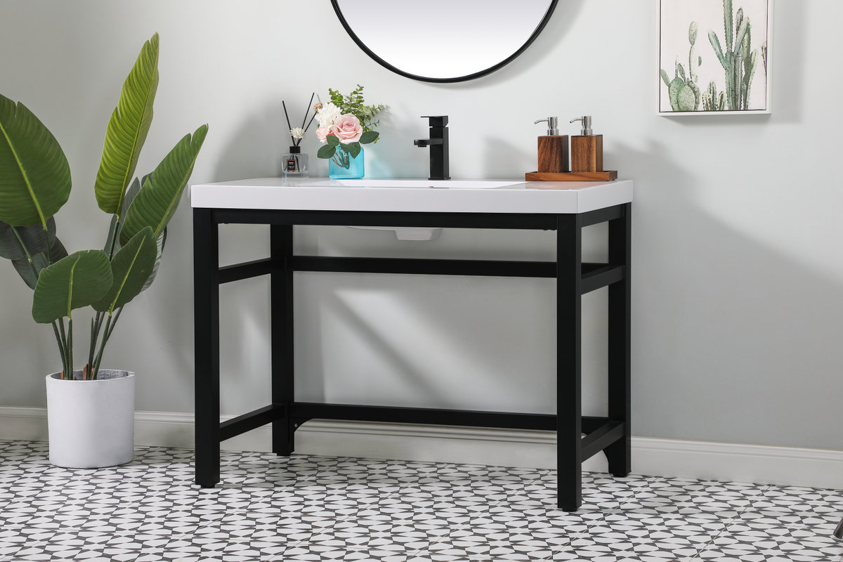 Wade Logan® Meuble-lavabo simple 42 po avec plateau en résine Raya ...