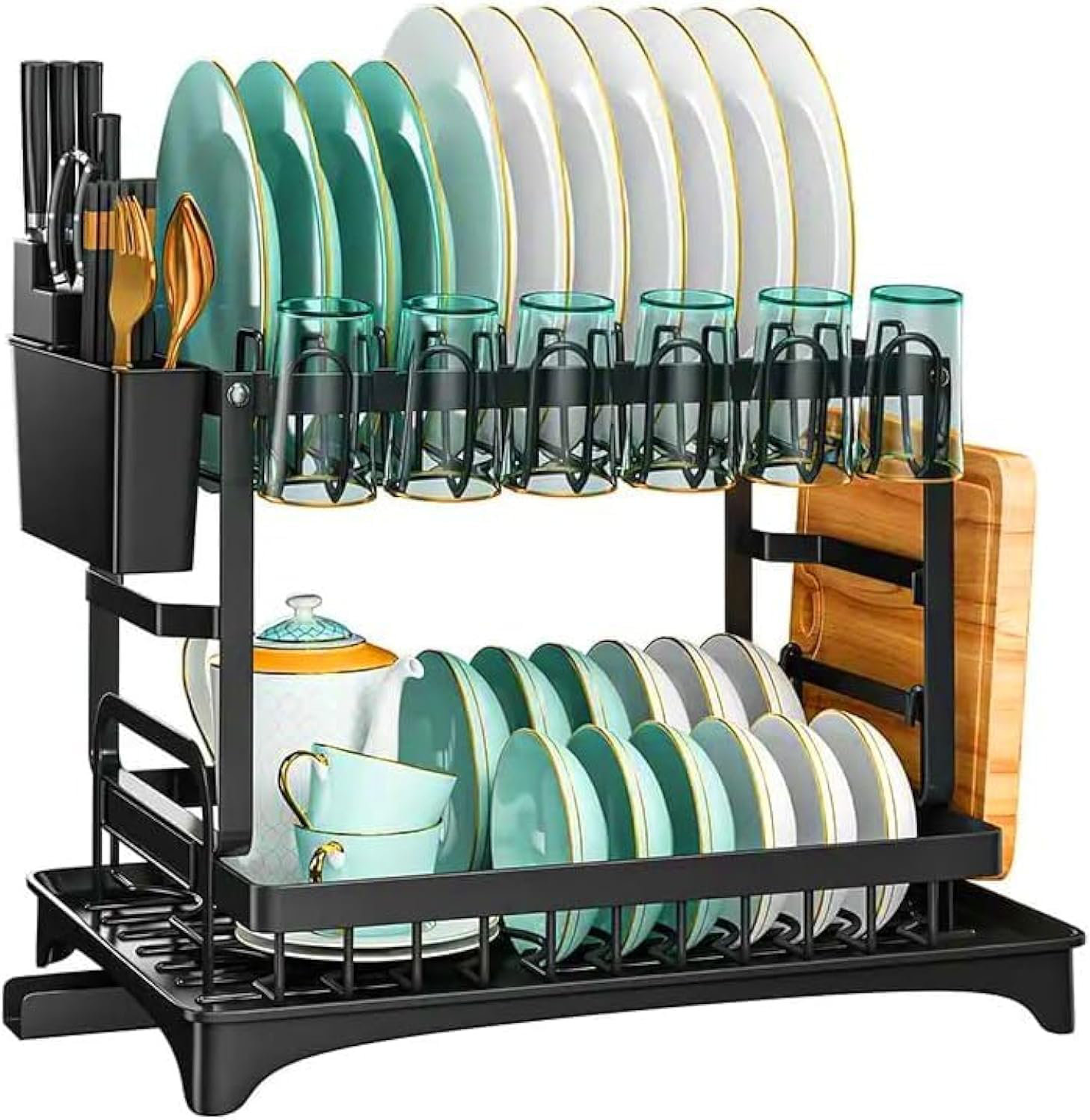 WKING 2-Tier Stainless Steel Dish Drying Rack With Drainage Tray And ...