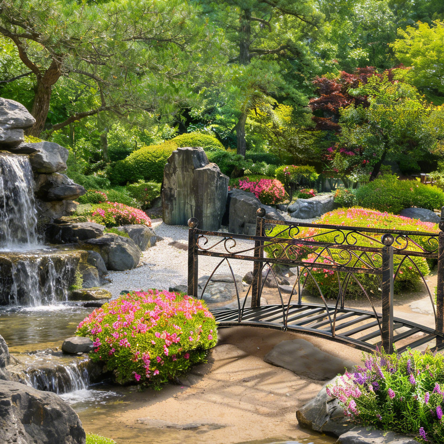 ESHOO 3.2FT Steel Garden Bridge with Anti-Slip Deck, 450LB Capacity ...