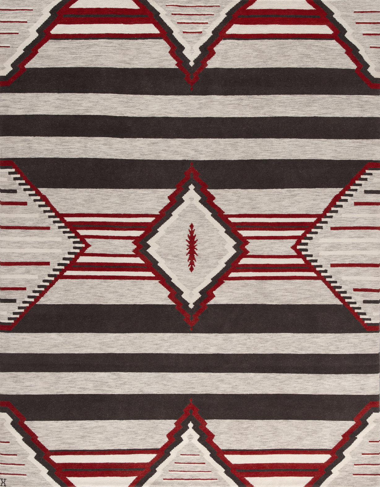 New Moon Rugs Mesa Southwestern Hand-Knotted Wool Area Rug in Red/Deep ...