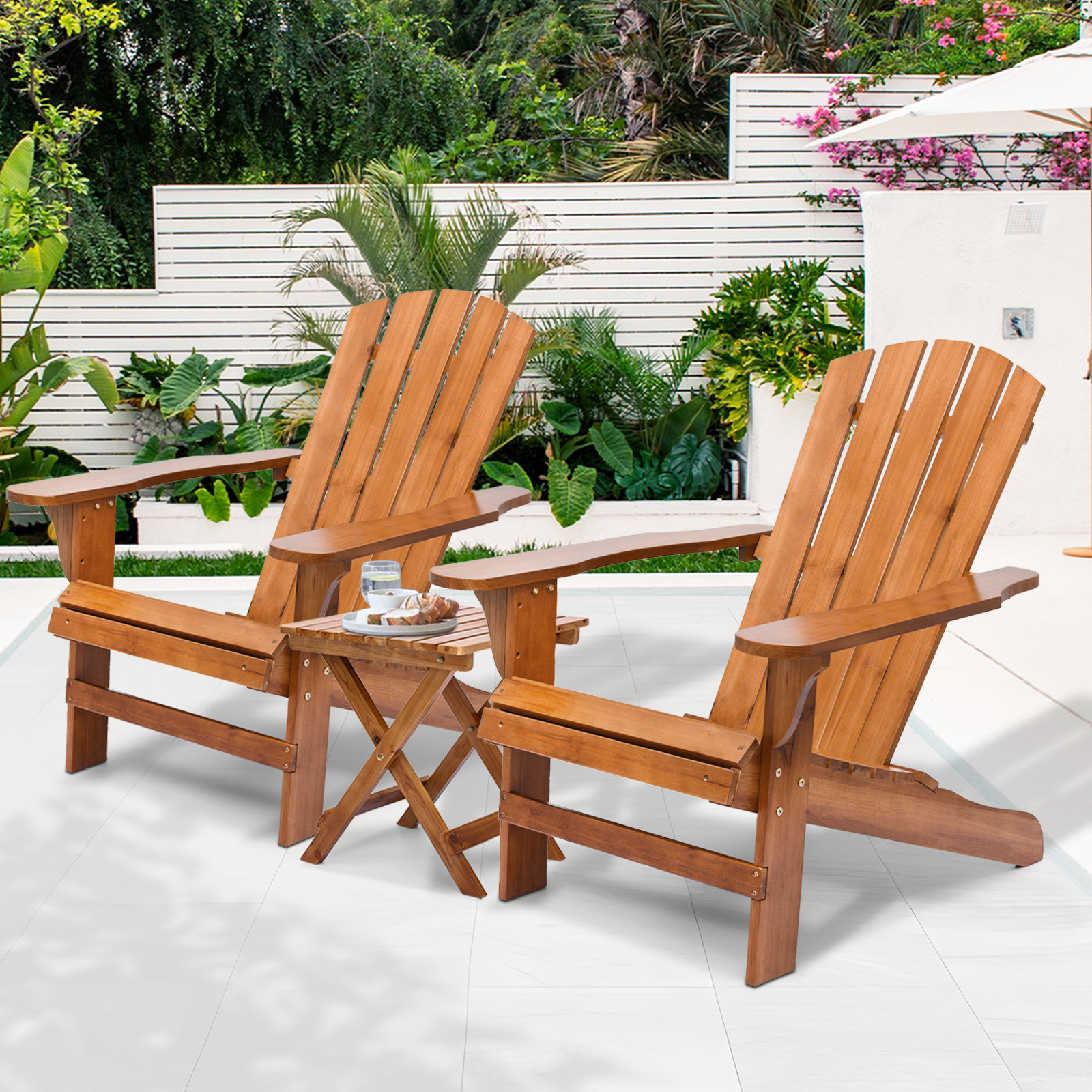Rosecliff Heights 3 Pieces of Lounge Adirondack Chairs with Foldable ...