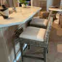 Kelly Clarkson Home Kaia Rattan and Solid Wood Upholstered Stool ...