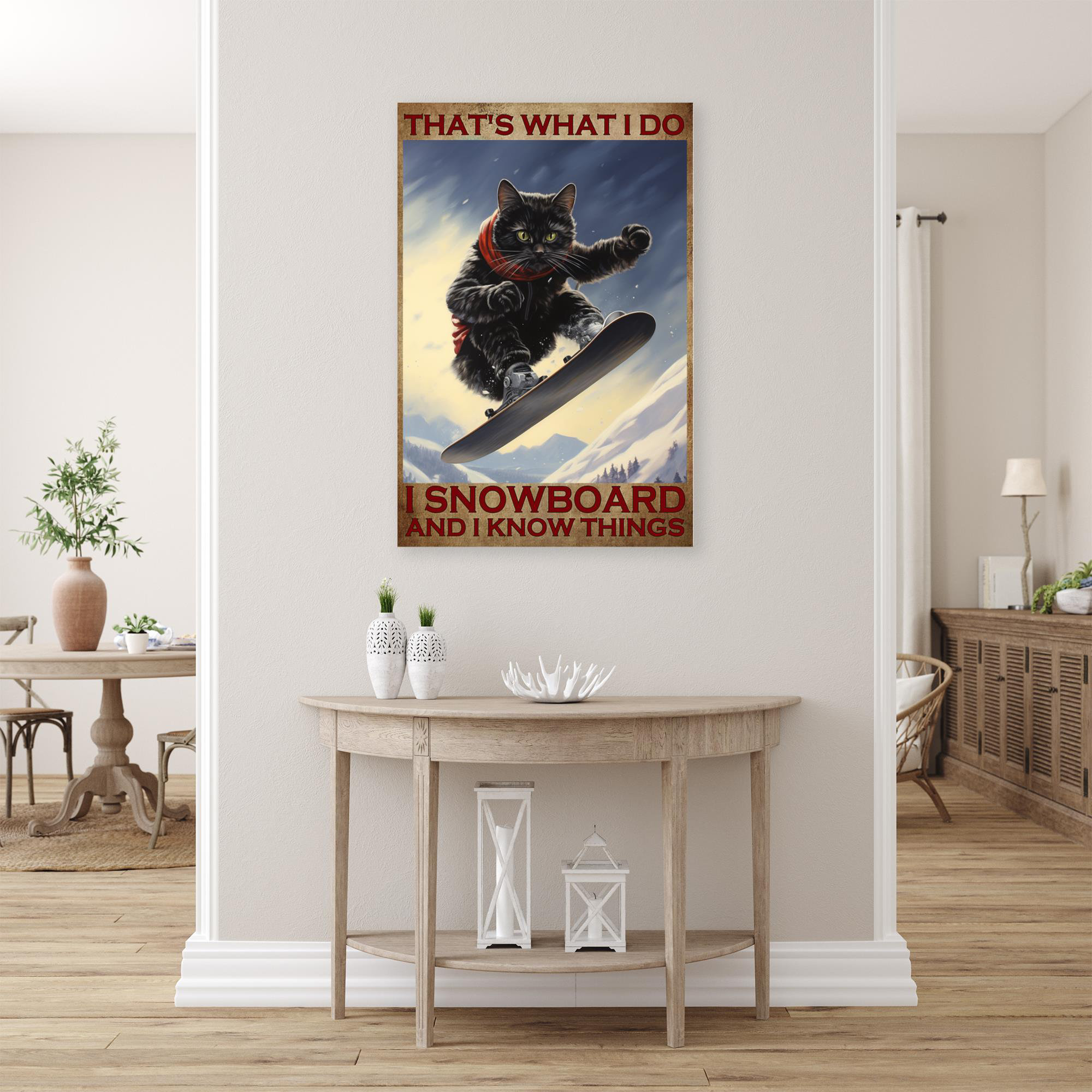 Trinx Black Cat I Snowboard - 1 Piece Rectangle Graphic Art Print On ...