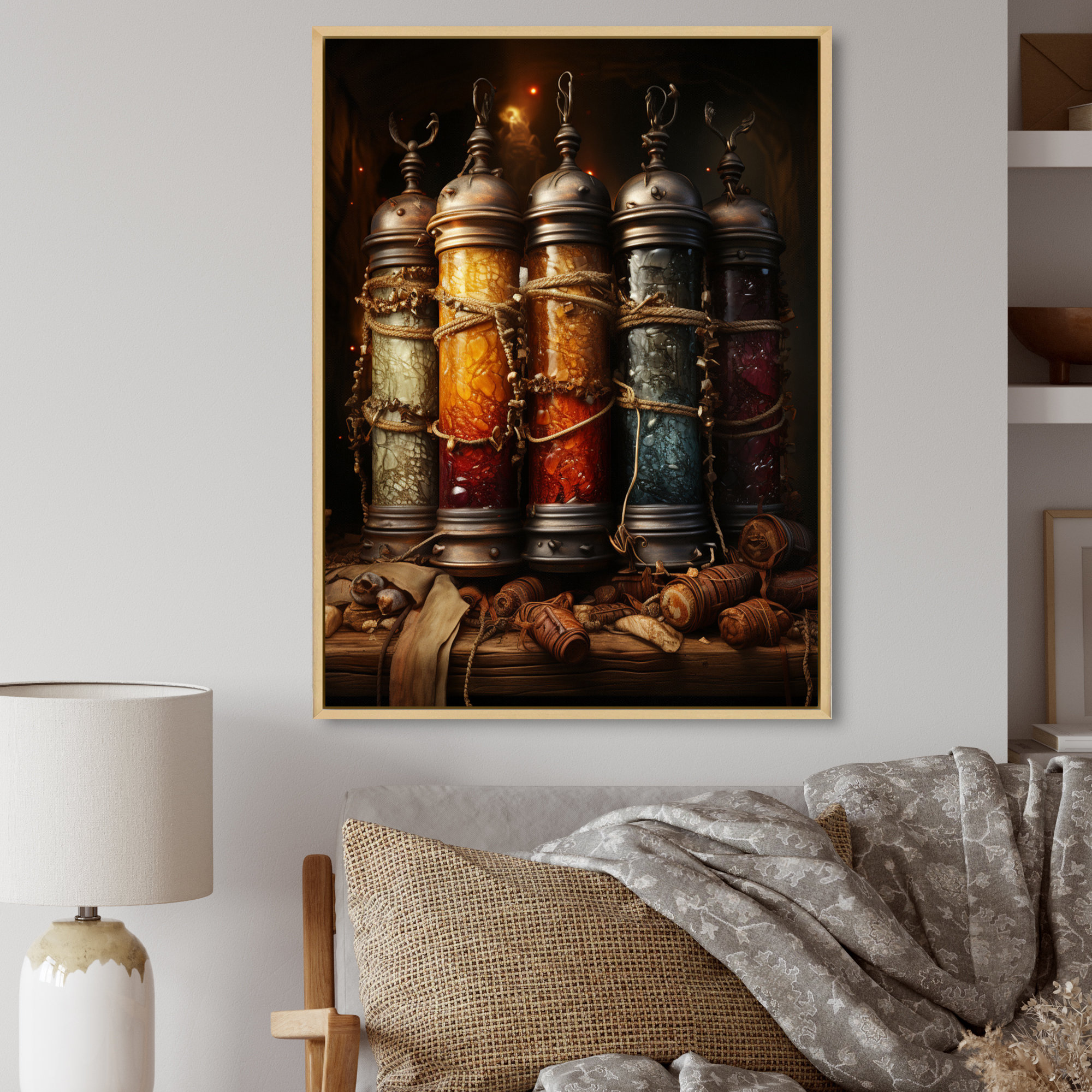 Red Barrel Studio® Pratto Hebrew Torah Scrolls Framed On Canvas Print ...