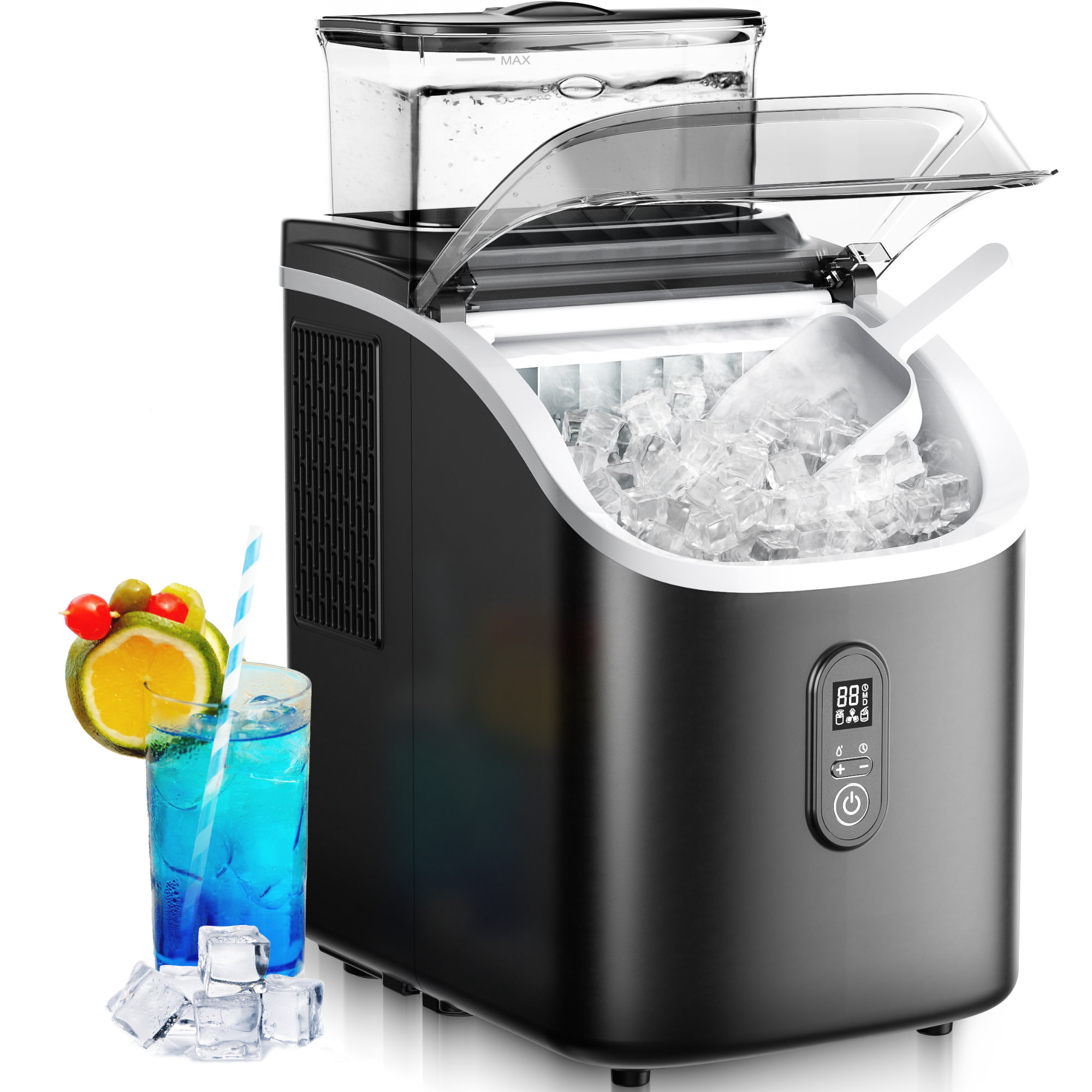Simzlife 34 Lb. Daily Production Nugget Ice Maker Countertop with ...