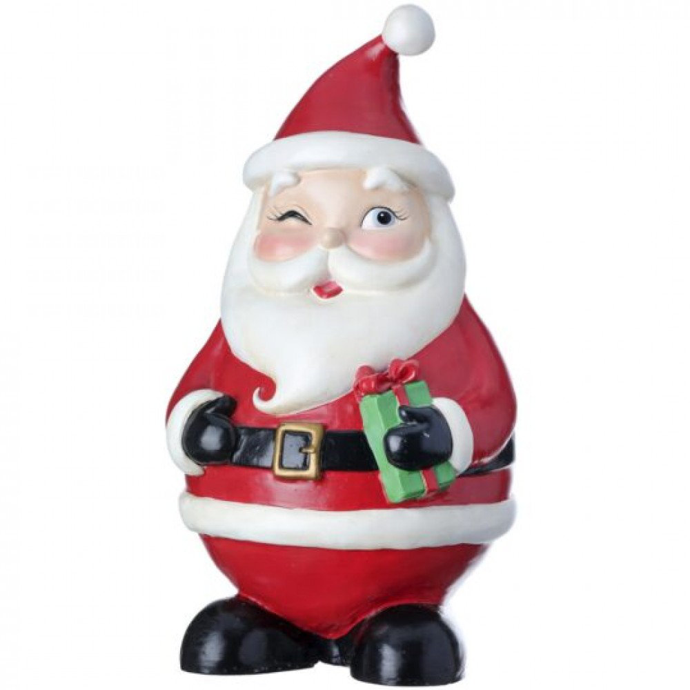 Astoria Grand Jolly Winking Santa Holding A Gift Figurine | Wayfair