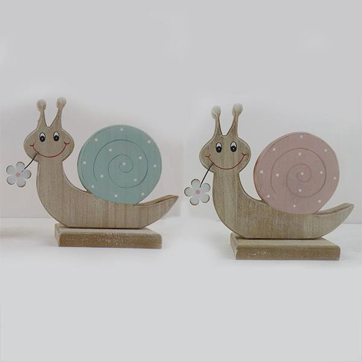 Zoomie Kids Set Of 2 Wooden Snails One Blue Shell; One Pink Shell ...