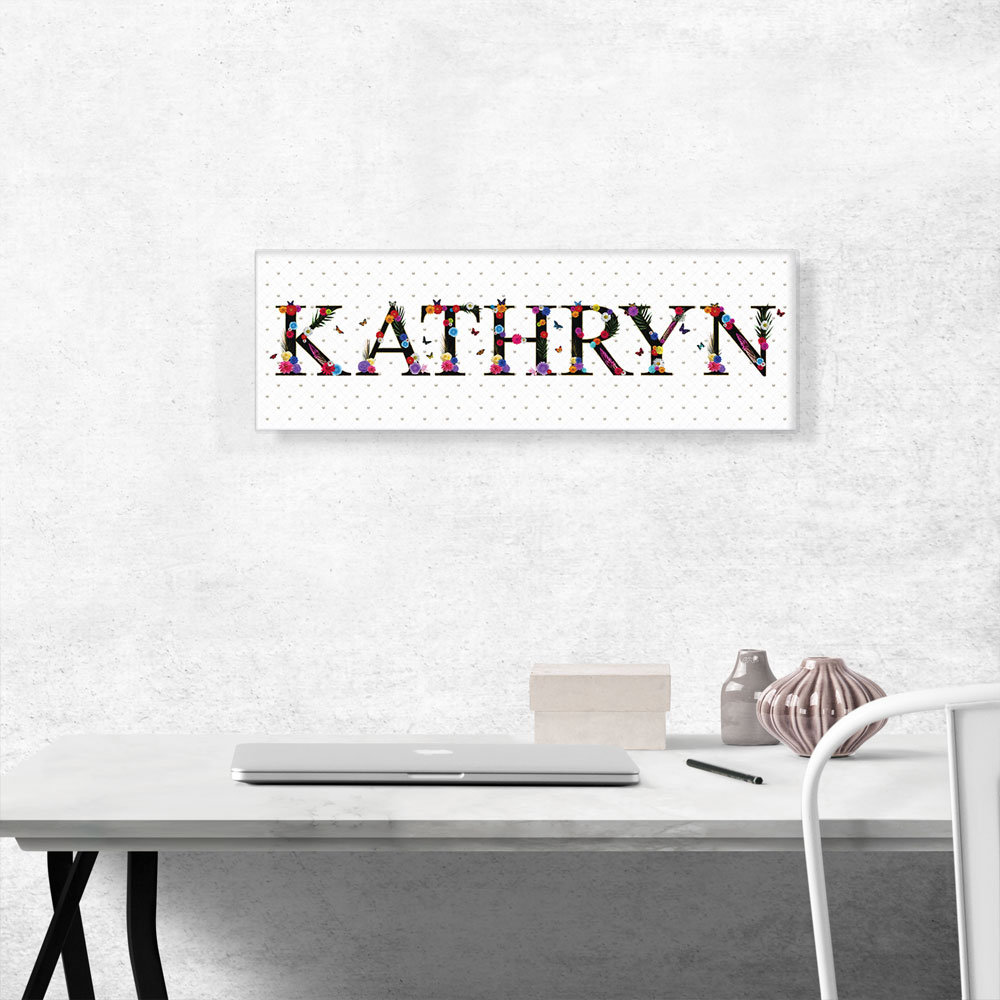 ARTCANVAS KATHRYN Girls Name - Wrapped Canvas Panoramic Textual Art ...