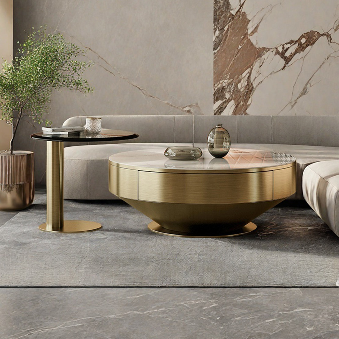 Trentastic Trails Light luxury modern round rock table | Wayfair