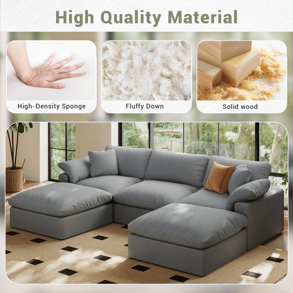 Hokku Designs Oversized Cloud Modular Sectional Sofa, Comfy Down Filled ...