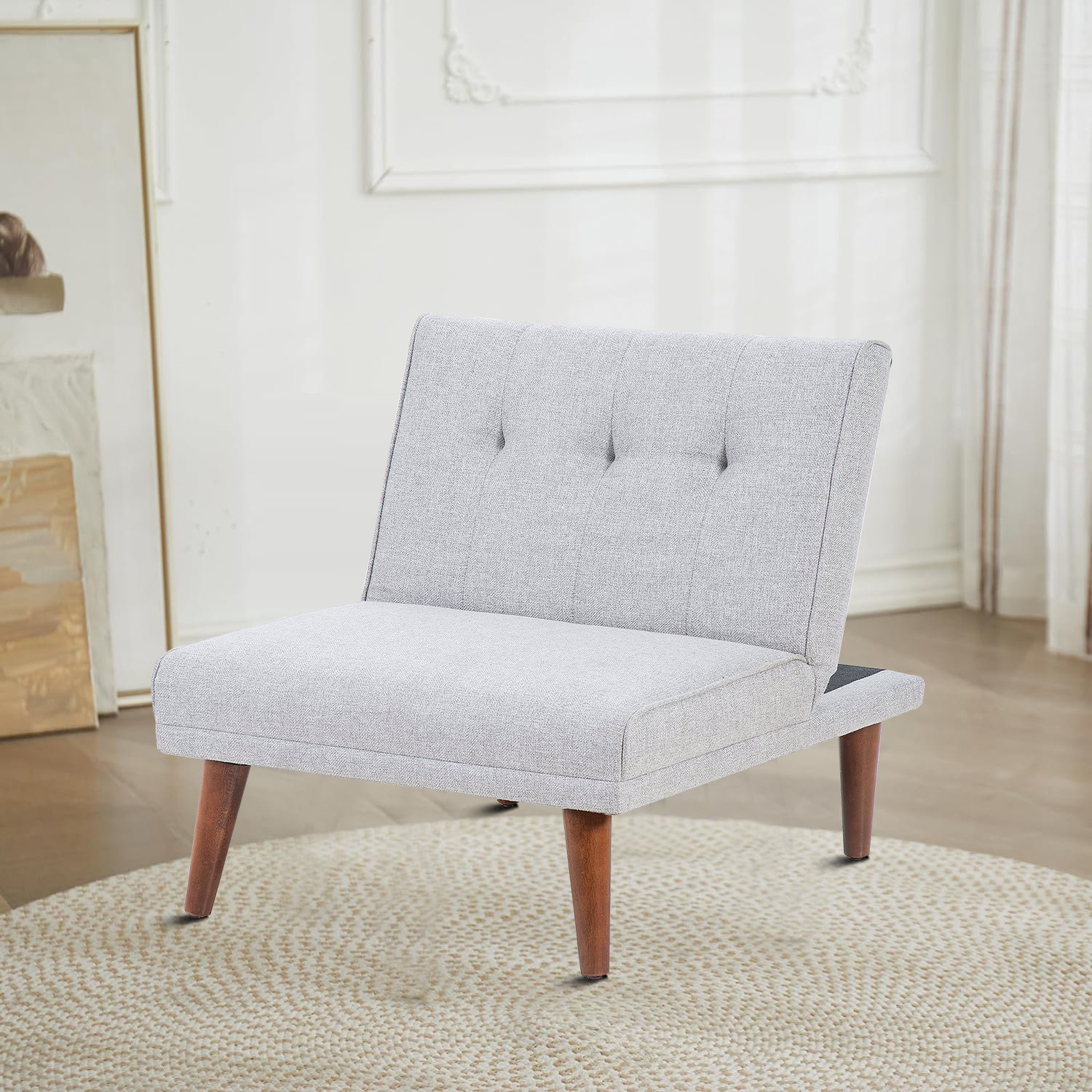 George Oliver Minimalist Design Linen Fabric Upholstered Armless Futon ...