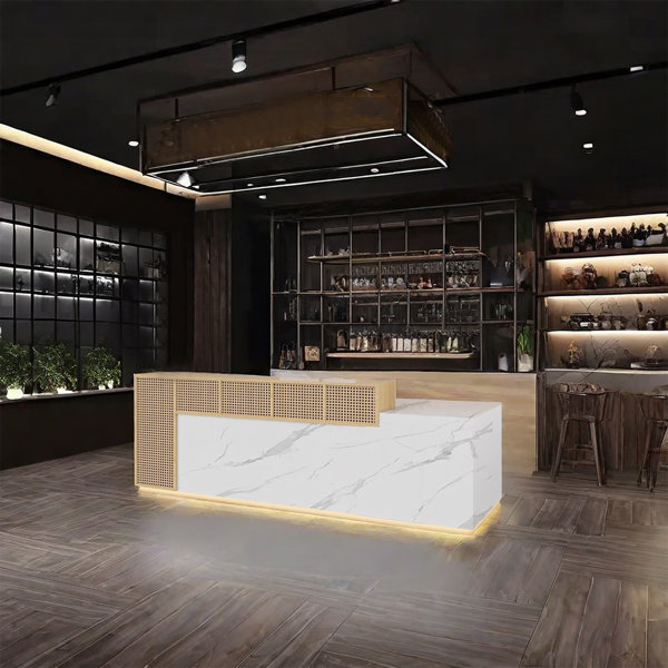 LKIWXAQ RECEPTION DESK Retro Large Bar Counter Reception 94.48'' Home ...