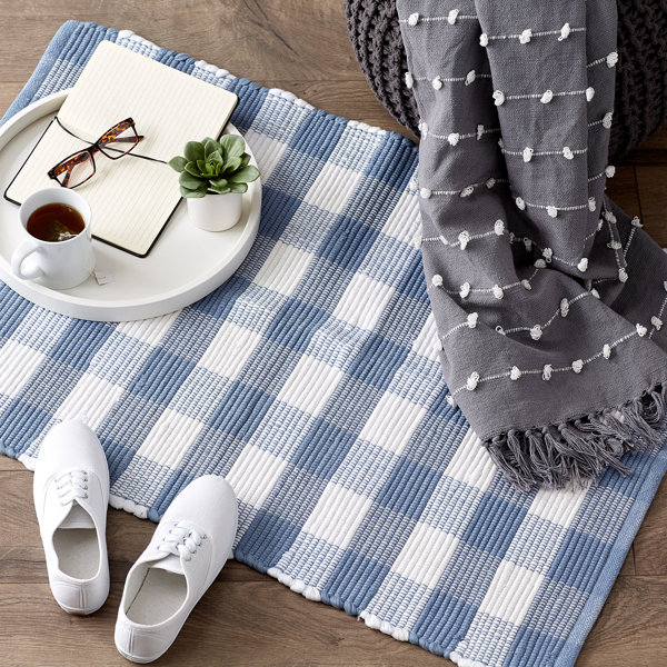Gracie Oaks Debbagh Cotton Gingham Rug & Reviews | Wayfair