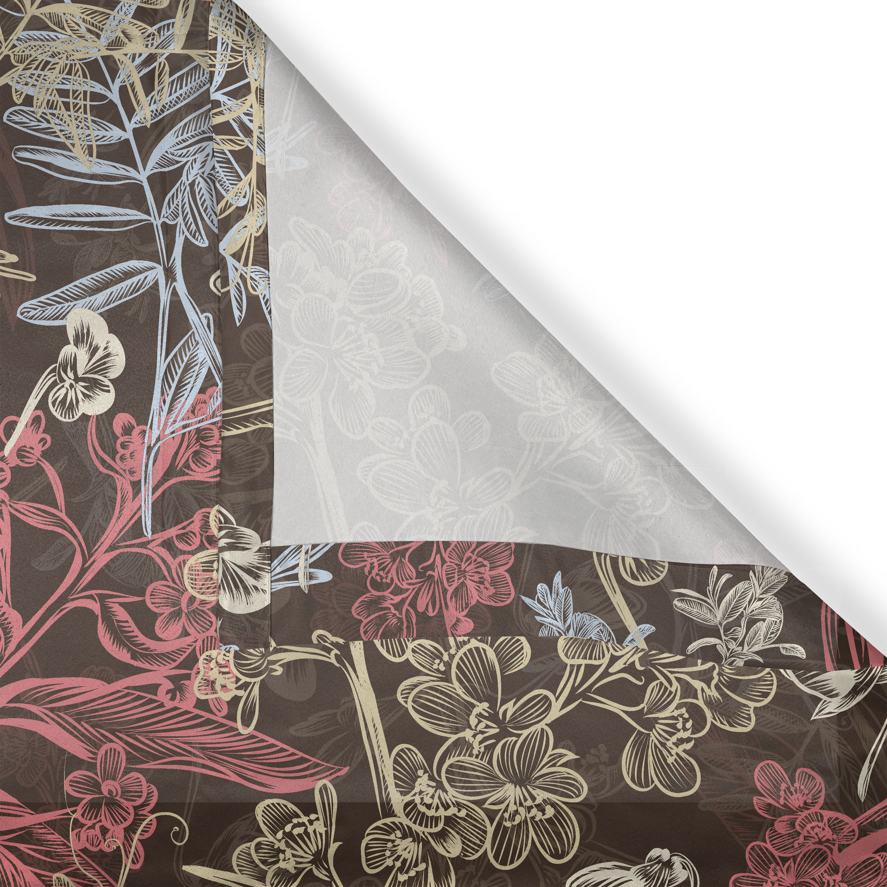 Dakota Fields Vintage Grommet Curtain Linear Flowers Hand-Drawn 50" x ...