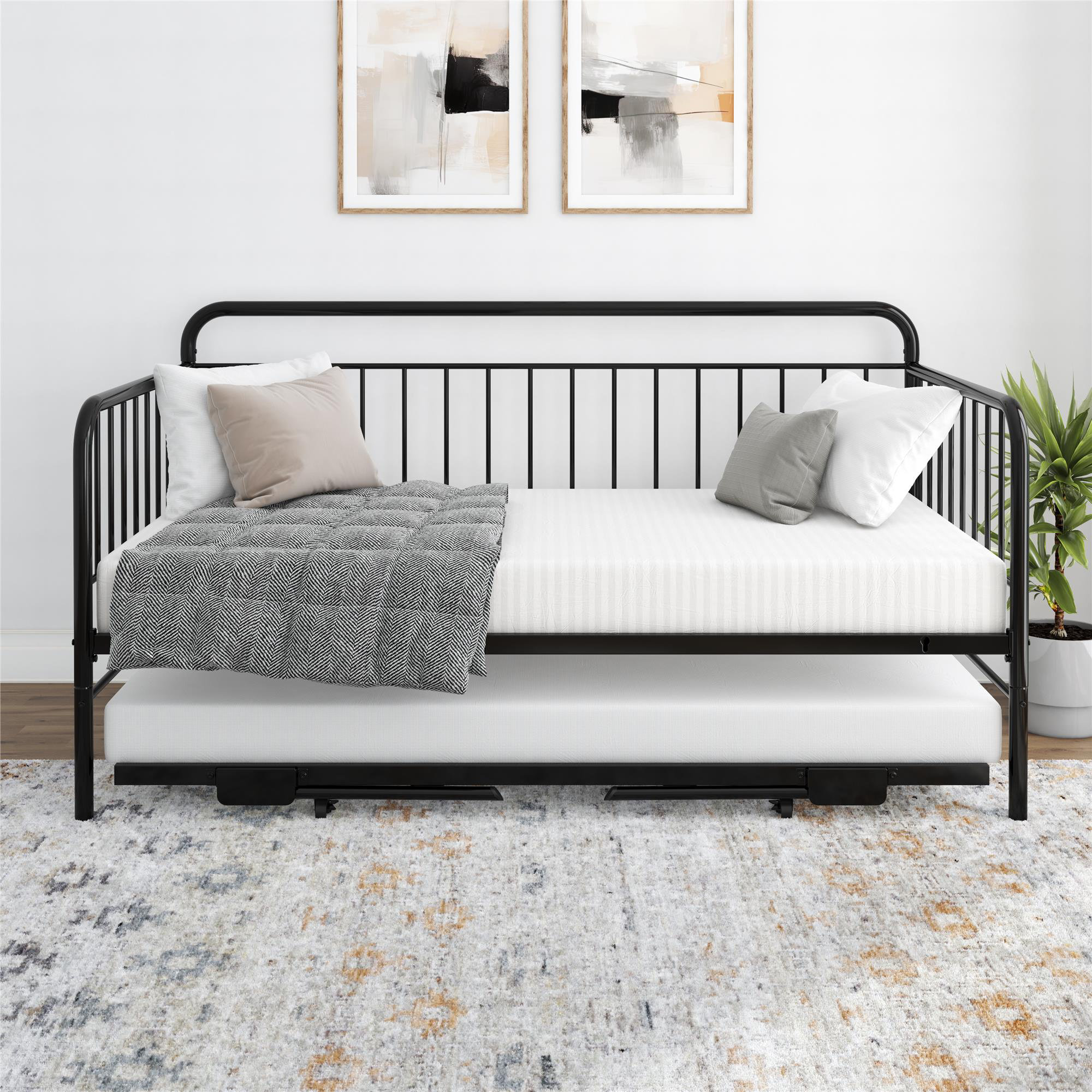 Ebern Designs Pranaya Twin Metal Daybed with Popup Trundle & Reviews ...