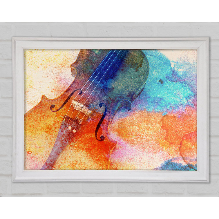 Rosalind Wheeler Water Colour Splash Violin - Single Picture Frame Art ...