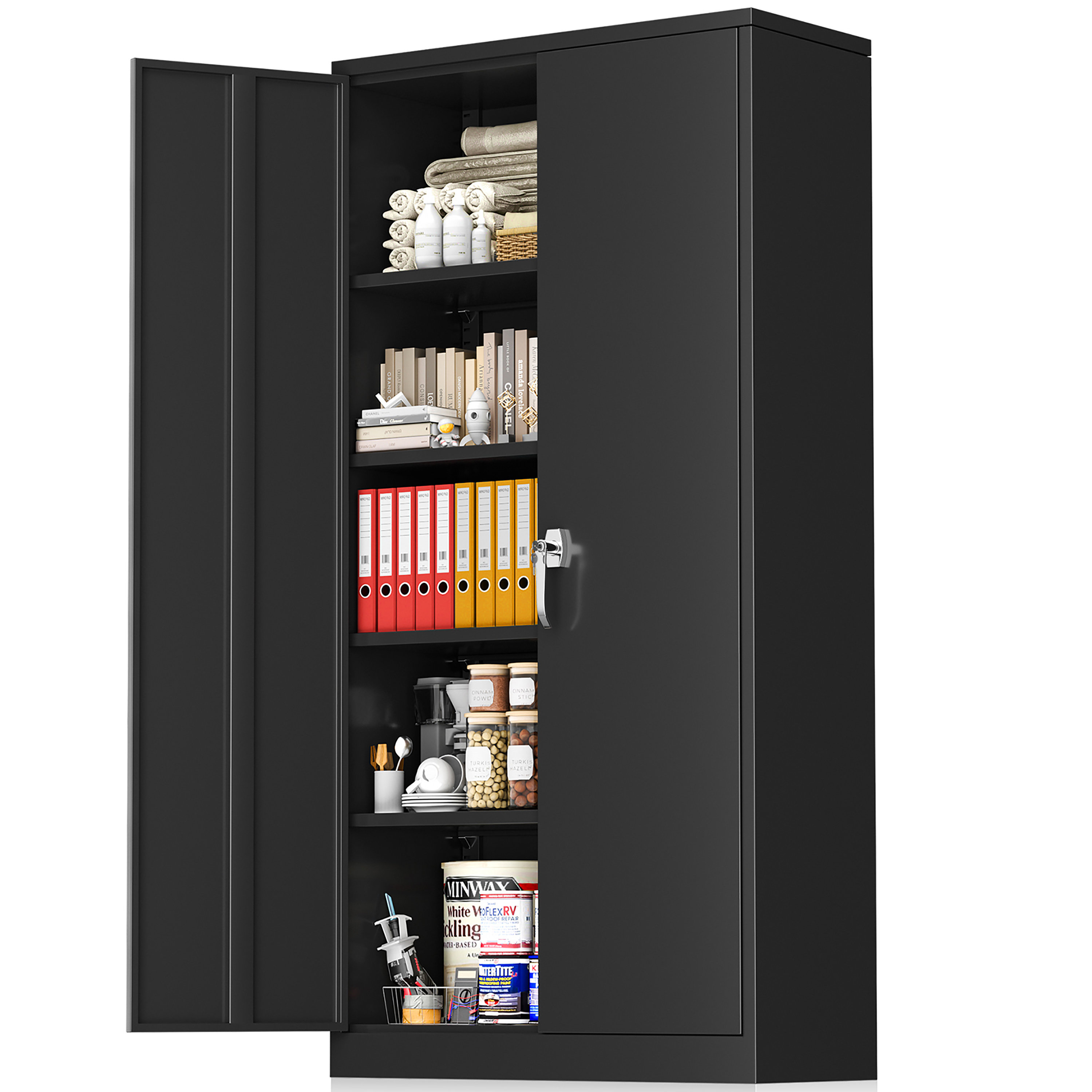 Inbox Zero Lakenzie 5 - Shelf Steel Storage Cabinet with Lock (72" H x ...