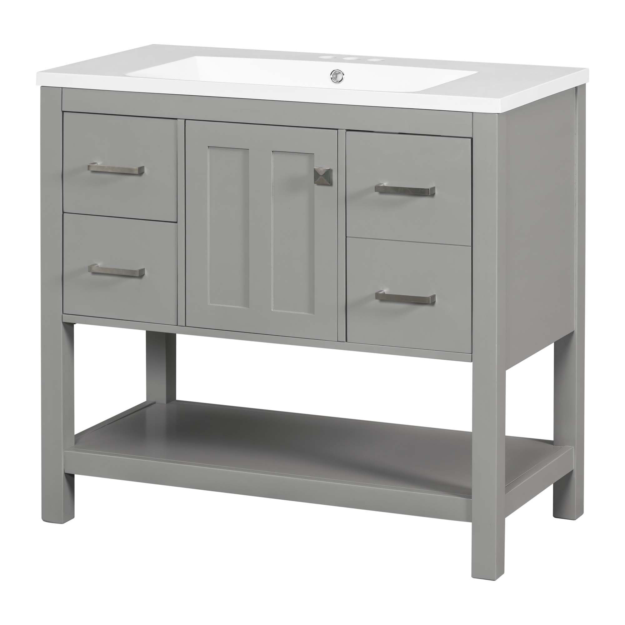 Winston Porter Modern Bathroom Vanity With Single Sink, USB, 2 Shallow ...
