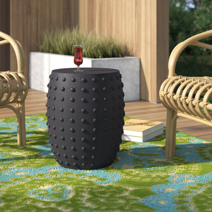 Mistana™ Evangelista Outdoor Stone/Concrete Side Table & Reviews | Wayfair