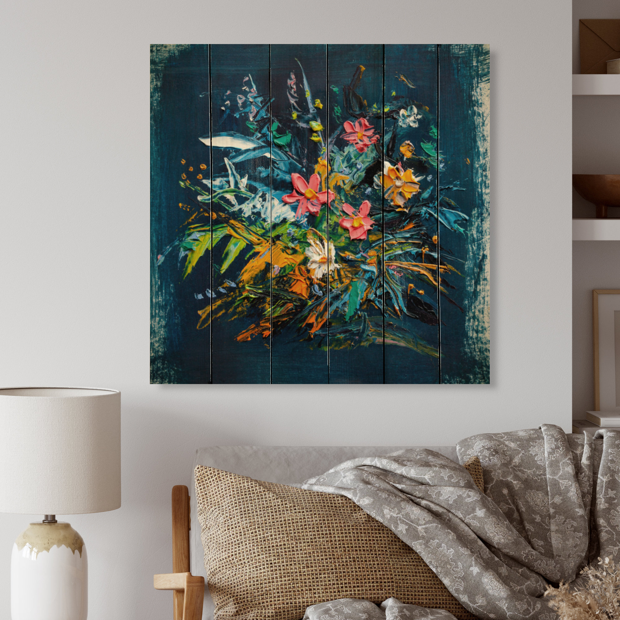 Red Barrel Studio® Impressionist Blue And Green Flower Painting ...