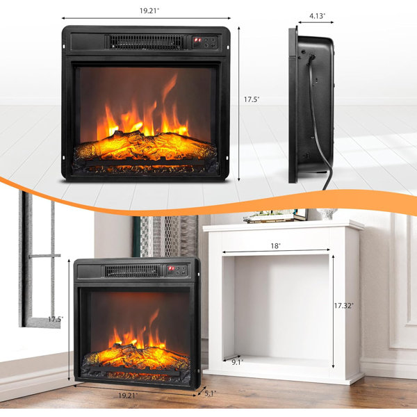 Symple Stuff 18" Electric Fireplace Inserts with Remote Control, 1400W ...
