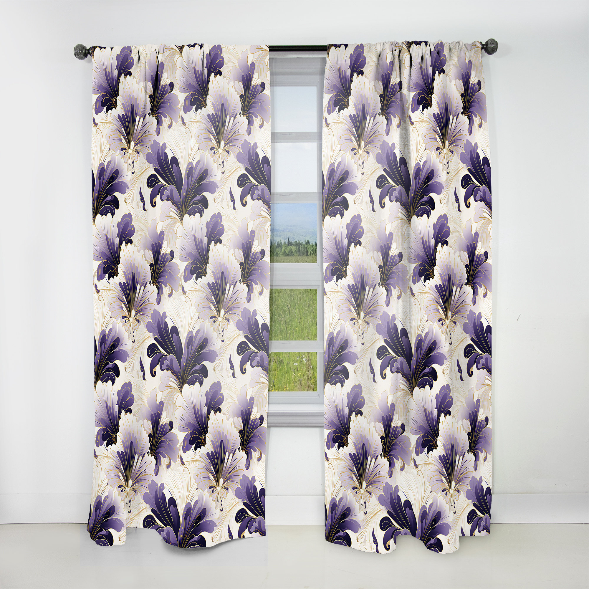 Design Art Damask Purple And White Art Deco Pattern I - Bohemian Velvet ...