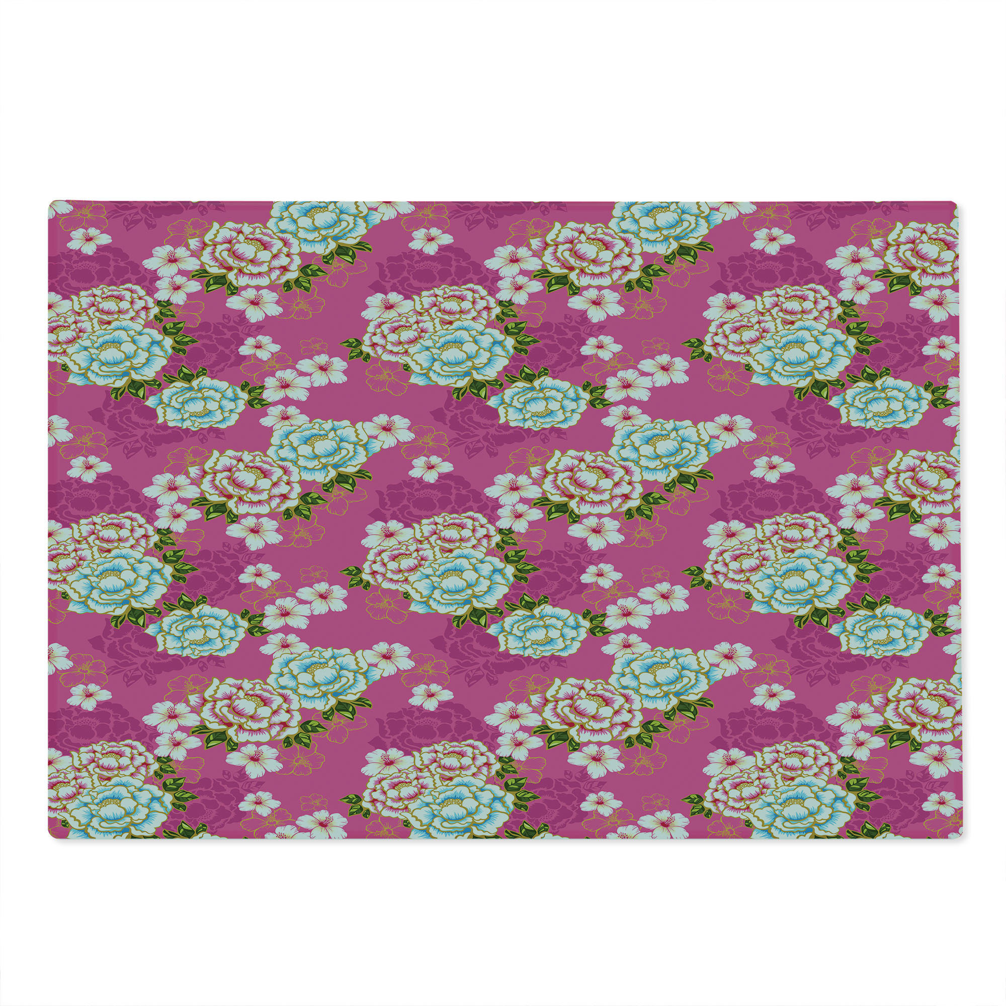 Ambesonne Floral Cutting Board Large Taiwan Hakka Culture Pink Blue ...