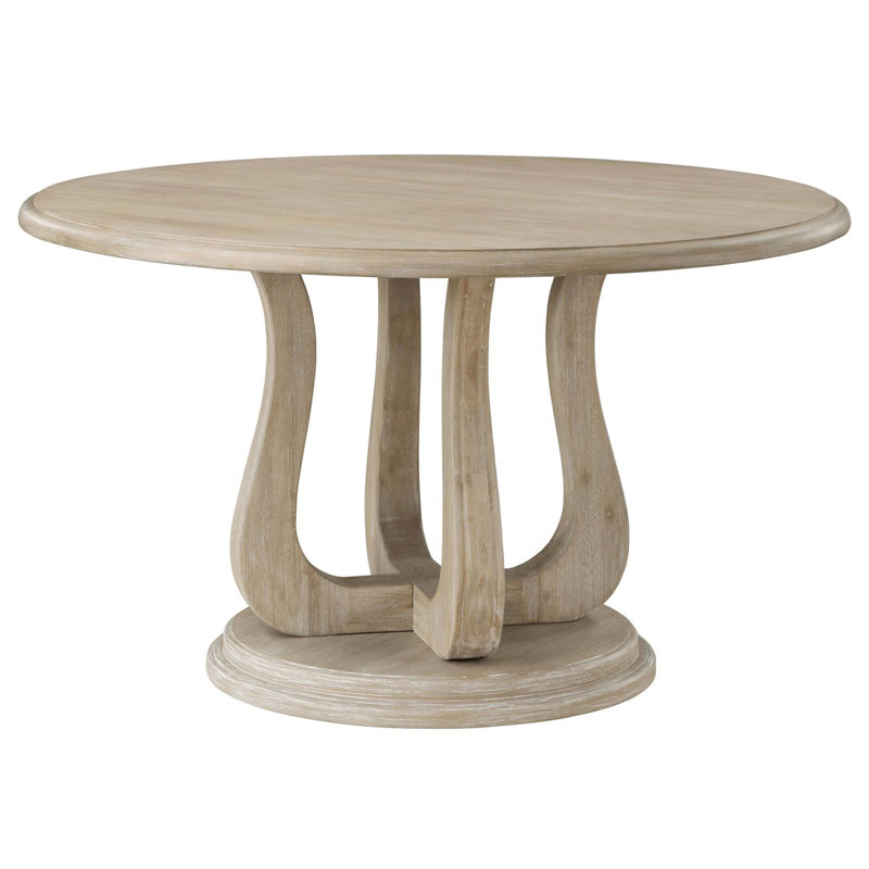 Ophelia & Co. Ducor White Washed Round Dining Table with Pedestal Base ...