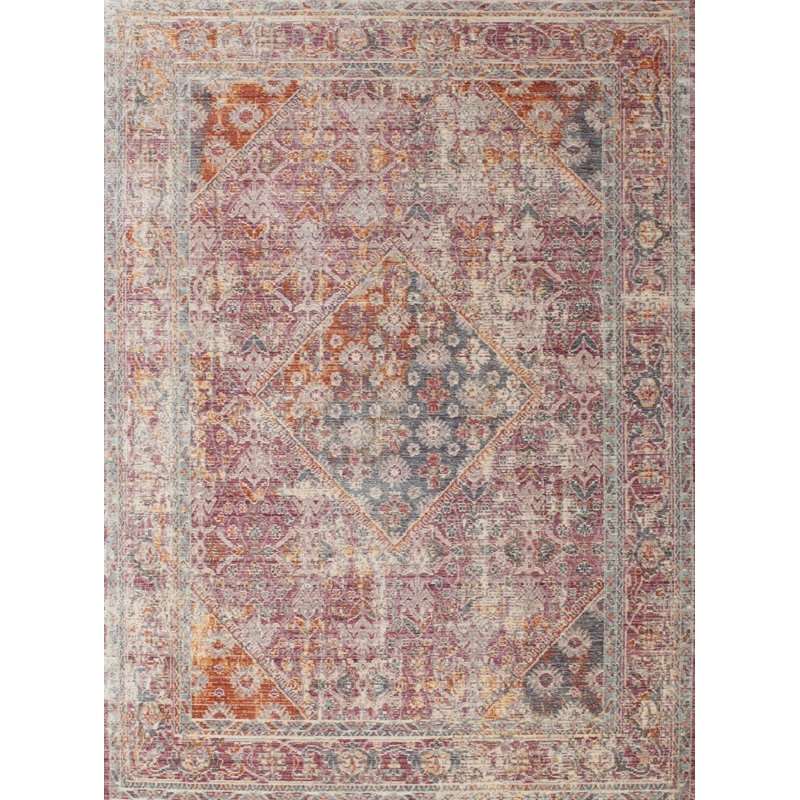 East Urban Home Contemporary Pink/Orange Area Rug | Wayfair