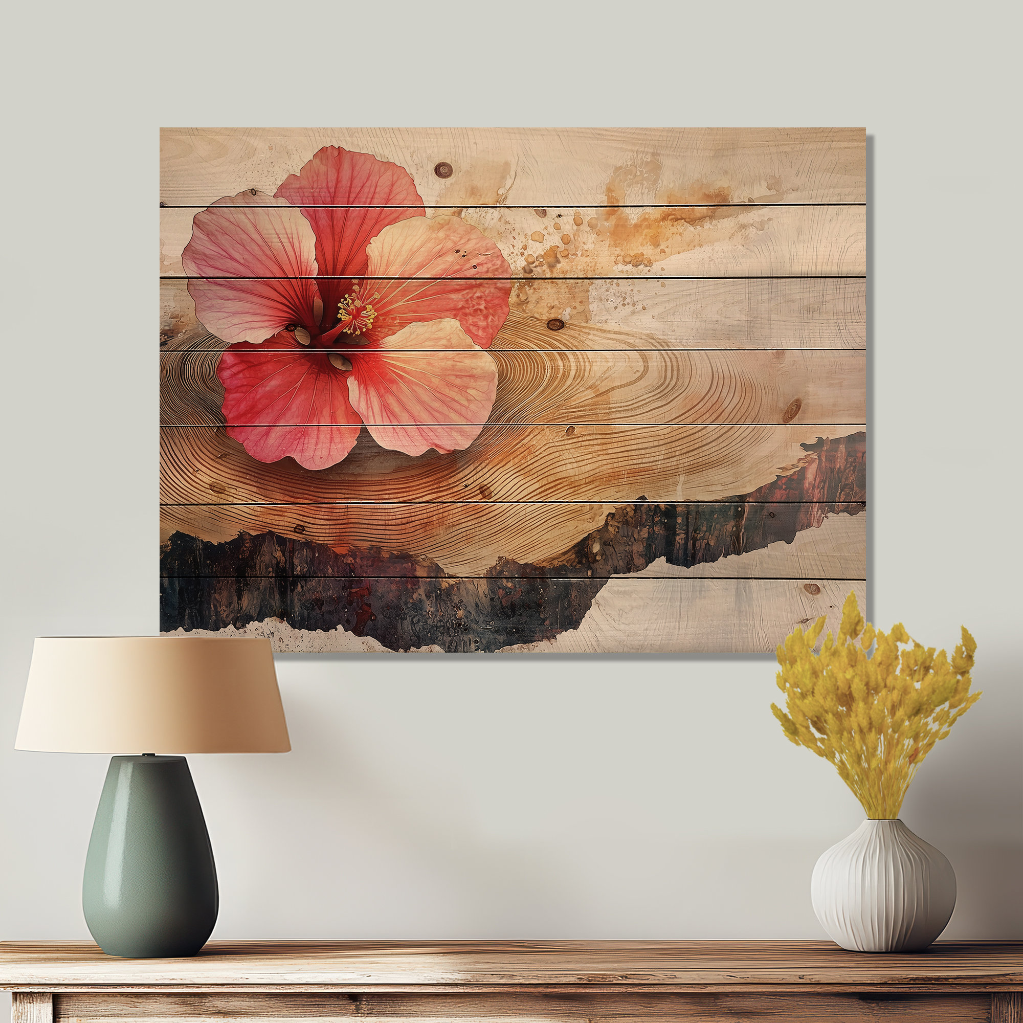 Ophelia & Co. Hibiscus Flowers On Wood - Hibiscus Wood Wall Decor - On ...